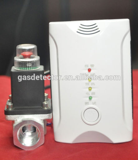 Domestic lpg gas detector with electric interlock and self test ...